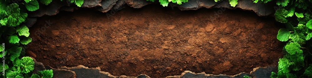 Lush Green Border with Rich Brown Soil: Perfect Nature-Themed ...