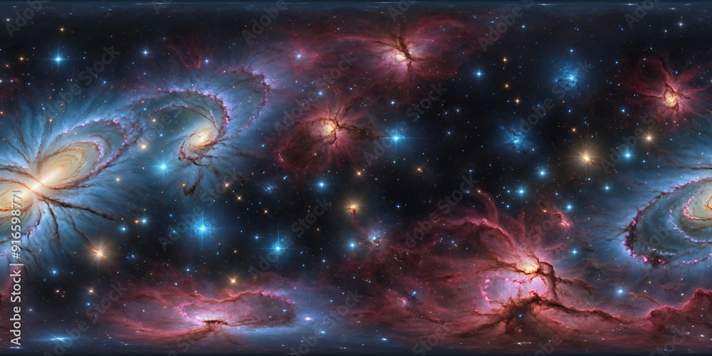 HDRI Equirectangular Space and Cosmos Panorama 54 Stock Illustration ...