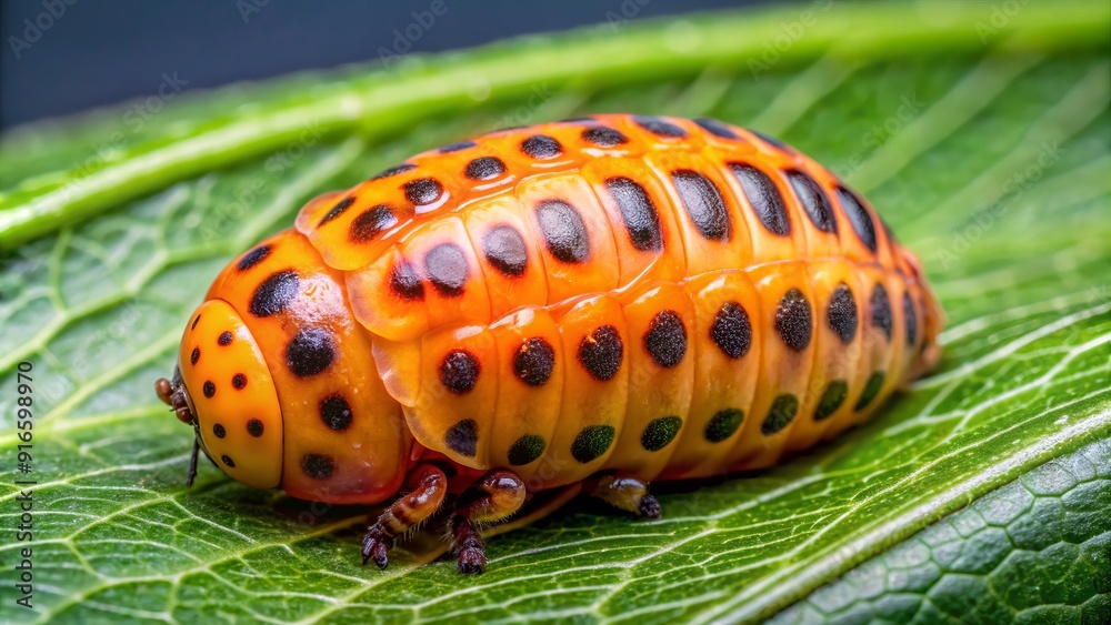 Vibrant orange pupa of Harmonia axyridis, a non-native lady beetle ...