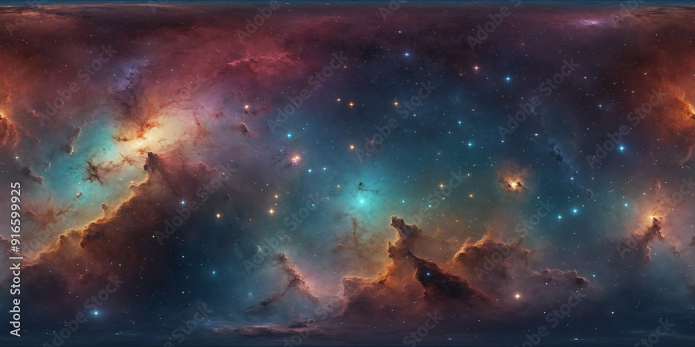 HDRI Equirectangular Space and Cosmos Panorama 37 Stock Illustration ...