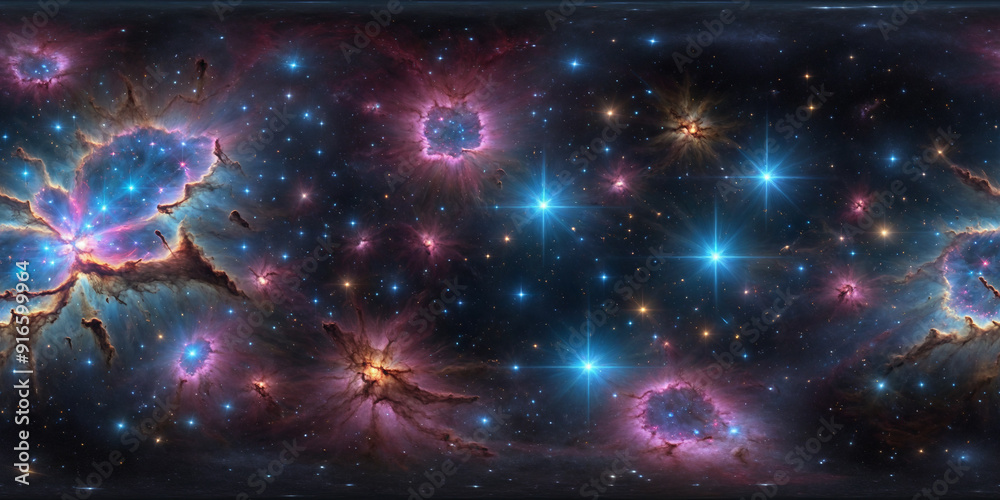 HDRI Equirectangular Space and Cosmos Panorama 33 Stock Illustration ...