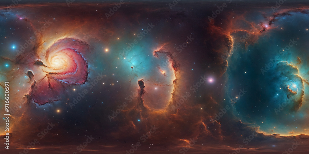 HDRI Equirectangular Space and Cosmos Panorama 19 Stock Illustration ...