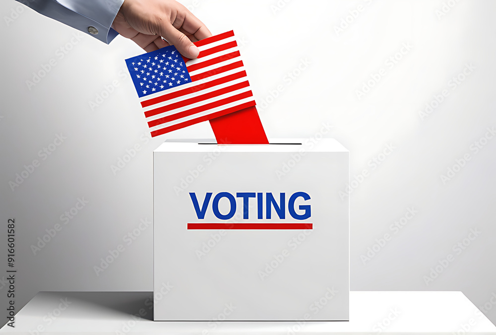 american flag morphing ballot box blue voting slips labeled democrat ...