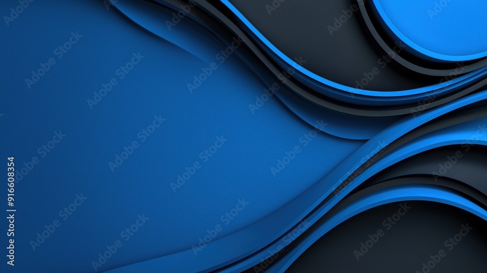 Abstract Blue and Black Wave Background Abstract design with flowing ...