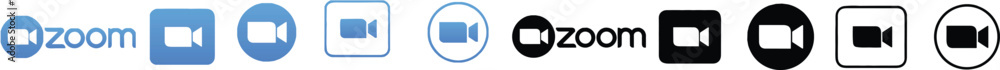 Zoom app logo set. Application for video communications with cloud ...