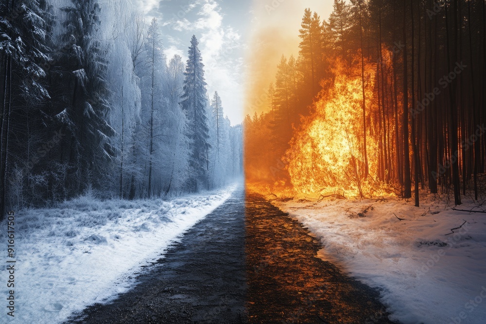 Conceptual photography of a path splitting in two, one side leading to ...