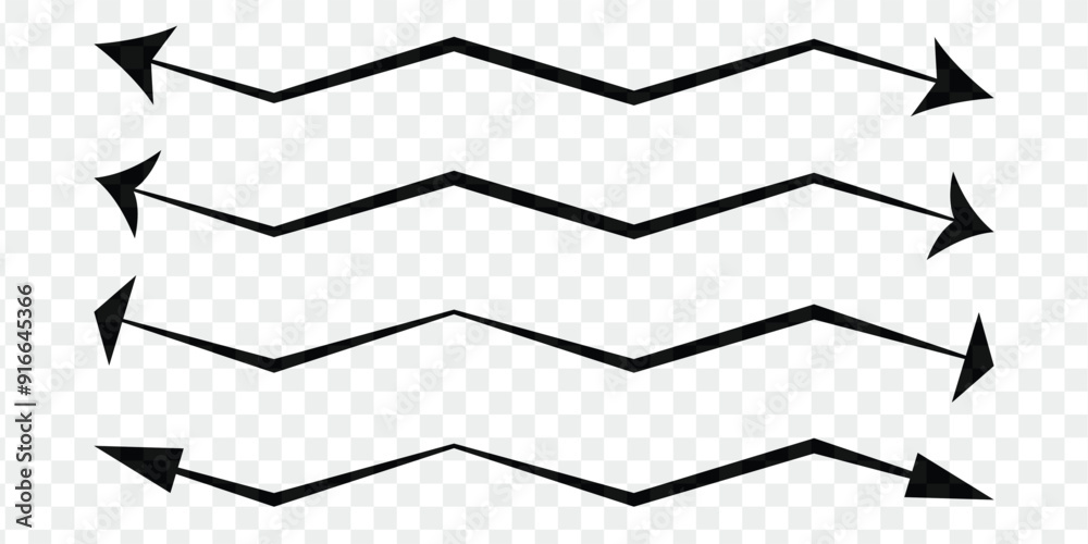 Horizontal dual sided long straight arrow signs. Black, red, stock ...