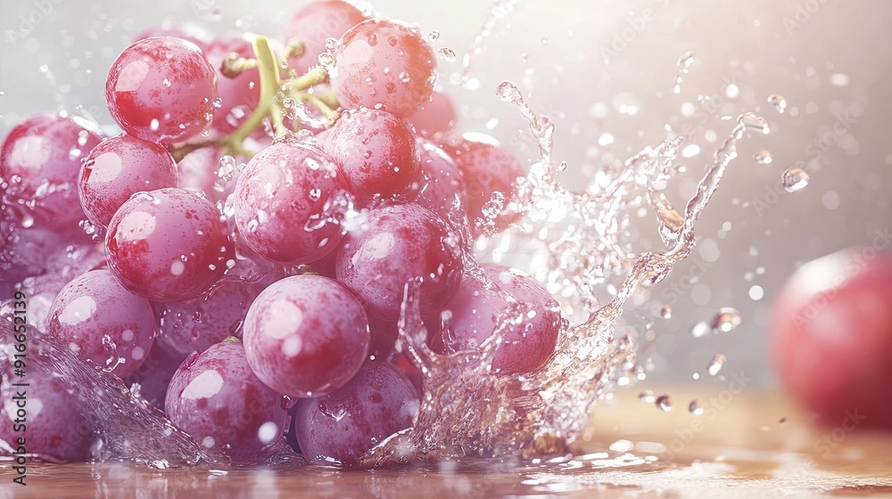 Realistic Explosion of Water and Grapes on Clean Background, Surreal ...