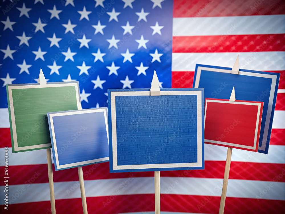 Colorful blank political sign templates with bold fonts and patriotic ...