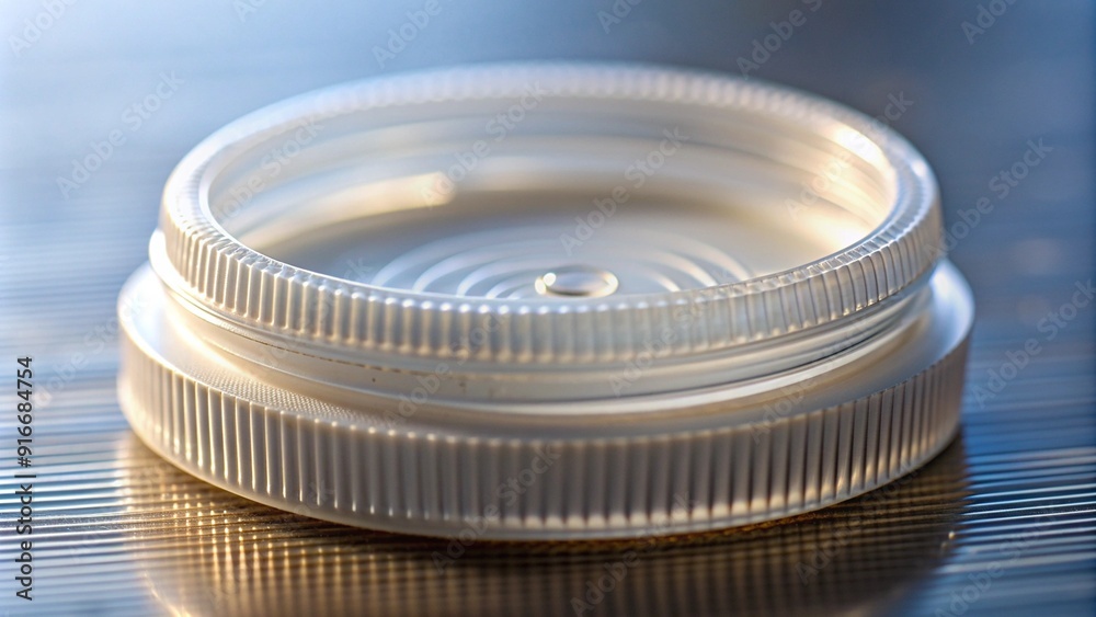 A high-resolution image of a plastic bottle cap, capturing the fine ...