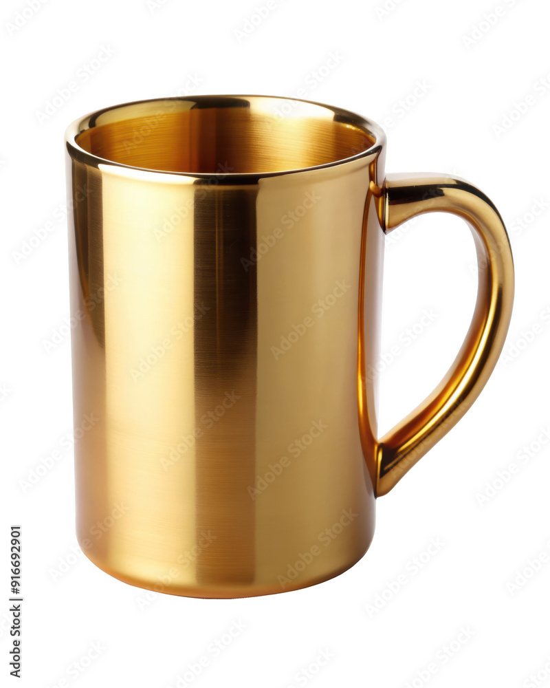 Shiny golden mug with a sleek design and smooth handle. Perfect for ...