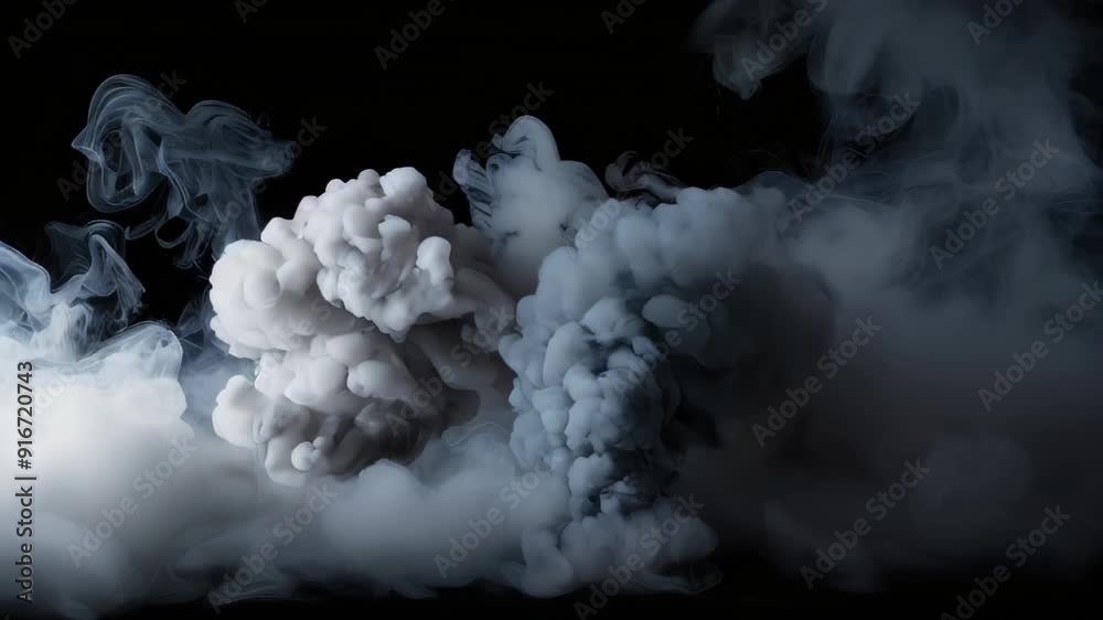 Abstract white smoke in slow motion. thick Smoke, Cloud of cold fog in ...