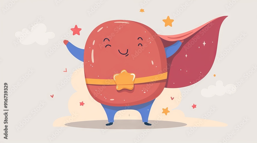 Happy superhero bean illustration. Cute and cheerful bean character ...