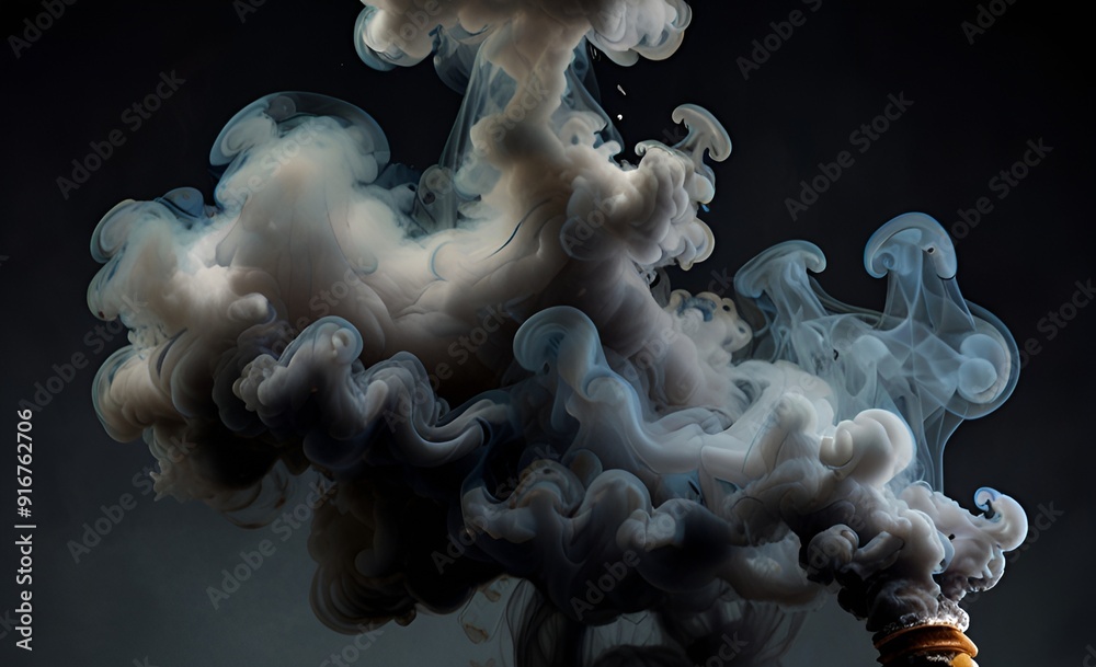 smoke, fog, haze , on a completely black background for overlaying the ...