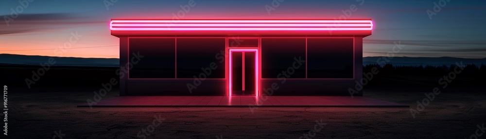 An eyecatching vermilion red neon sign aligned above a storefront ...