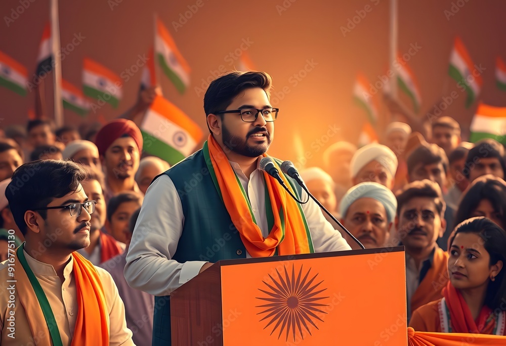 India independence day speech with public Stock Photo | Adobe Stock