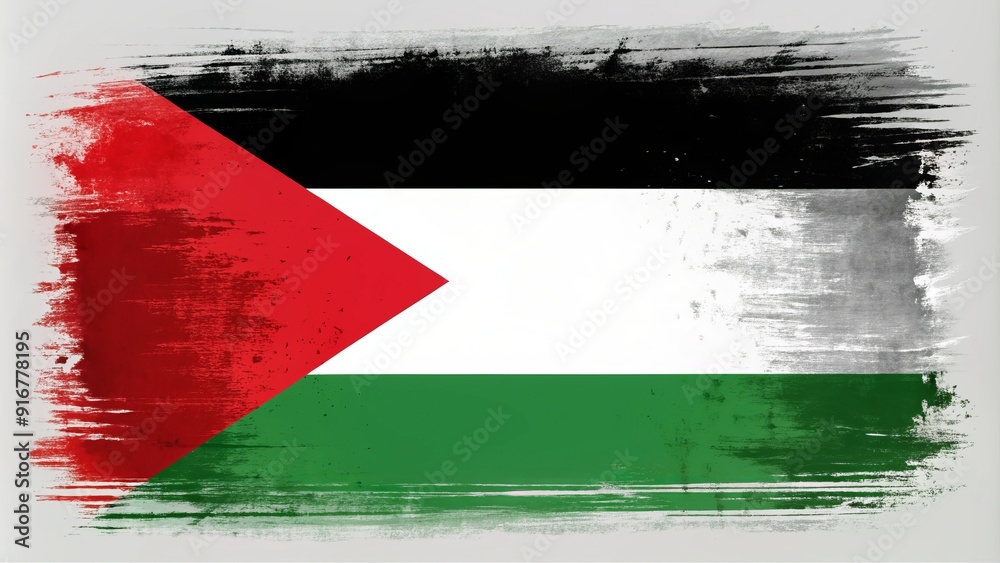 Grunge-style Palestine flag design with bold brush strokes, symbolizing ...