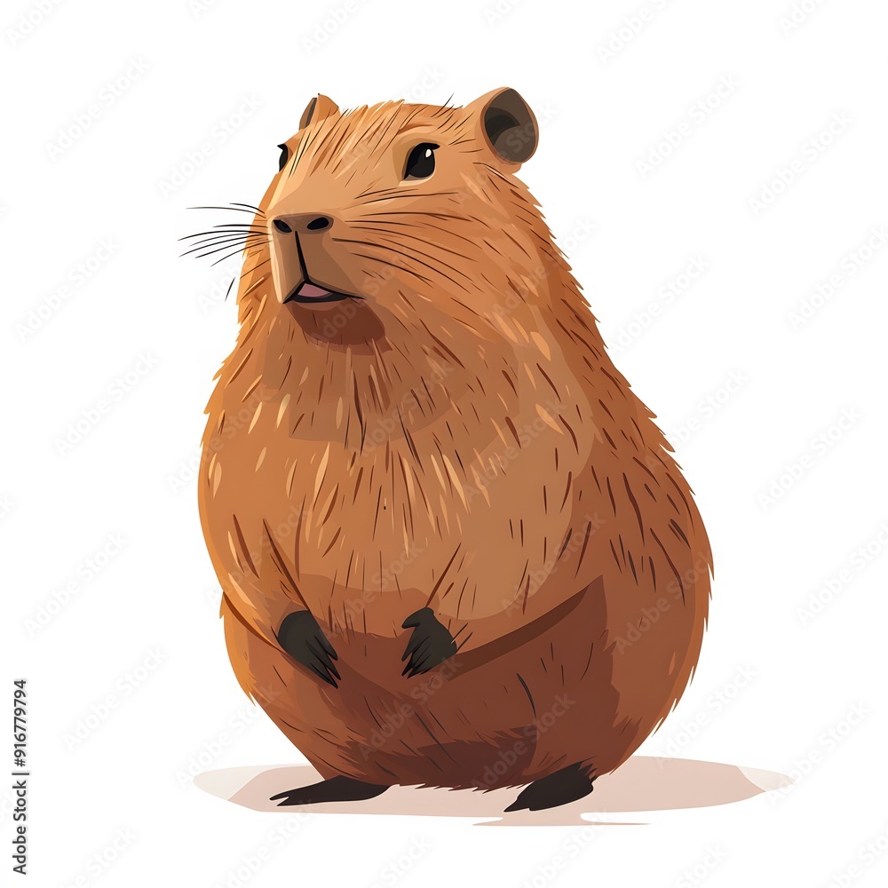capybara cute illustration simple 2d image white background dark tone ...