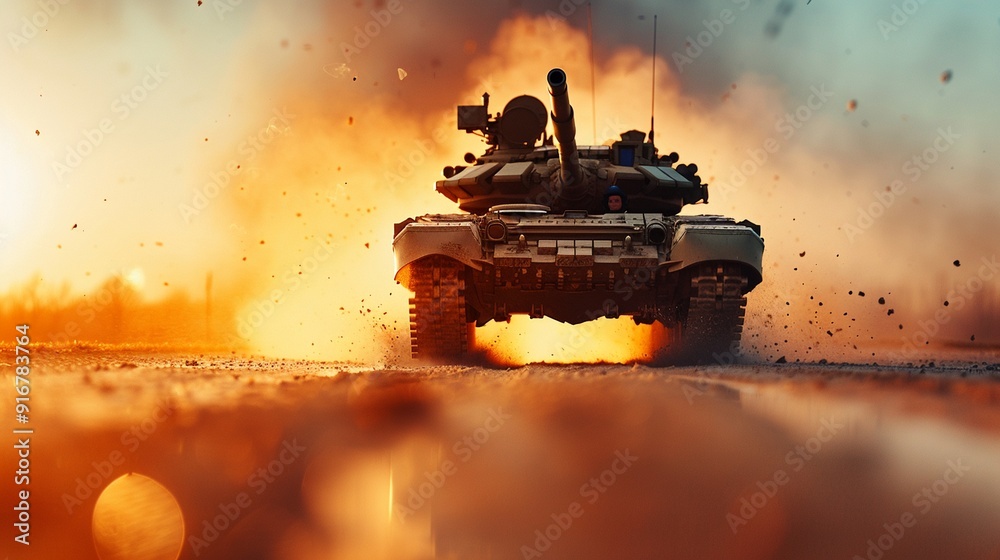 Elite military forces deploying a battle tank with advanced abilities ...