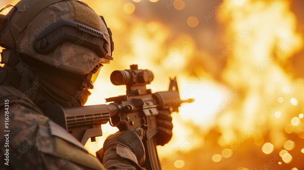 Warfare with powerful armament in a highpressure situation ...