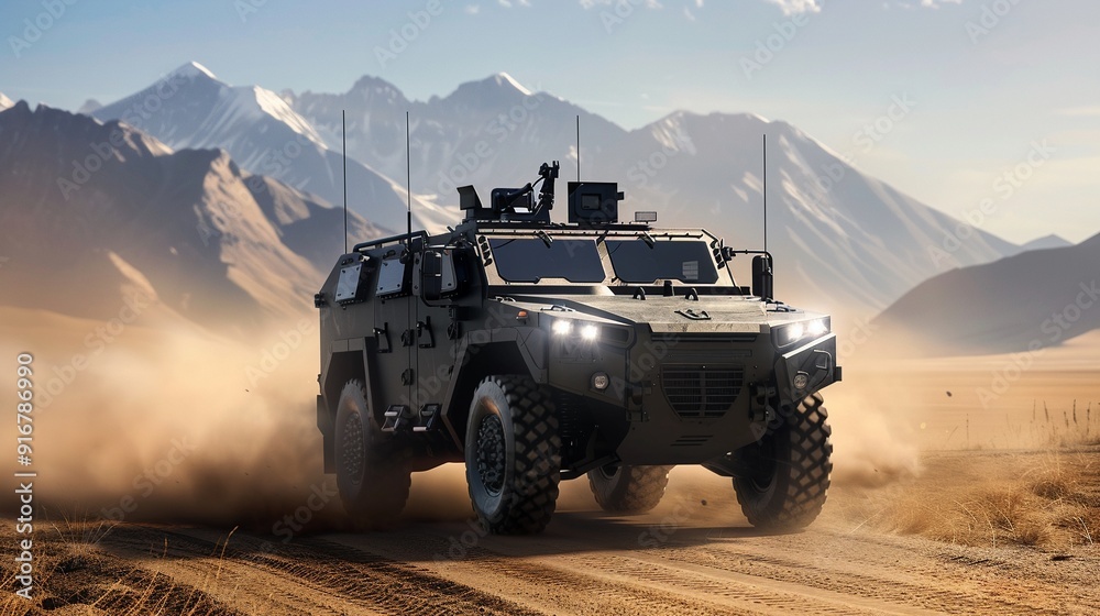 Hightech army armored vehicle with stateoftheart defensive capabilities ...