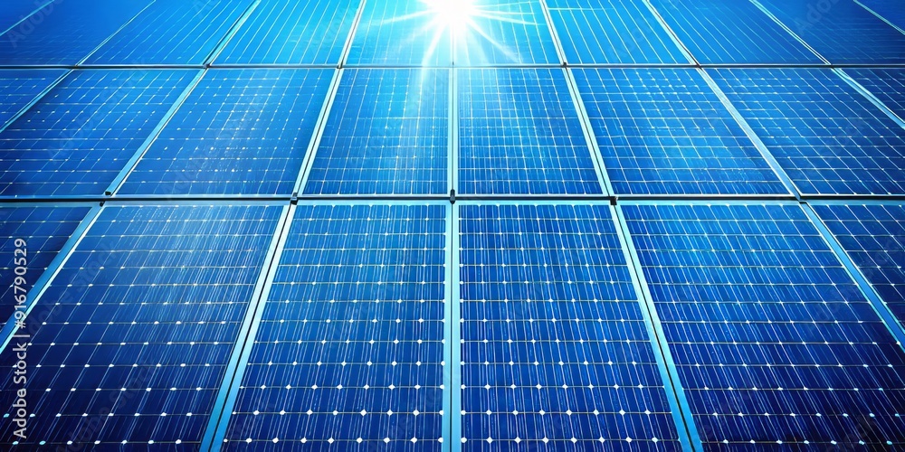 Vibrant blue solar panel texture featuring detailed vector illustration ...
