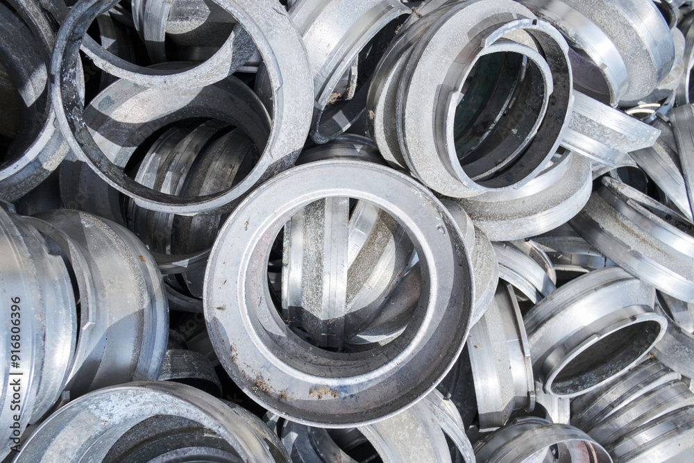 Pile of Stainless Steel Coupling Rings. Metal stainless steel rings ins ...