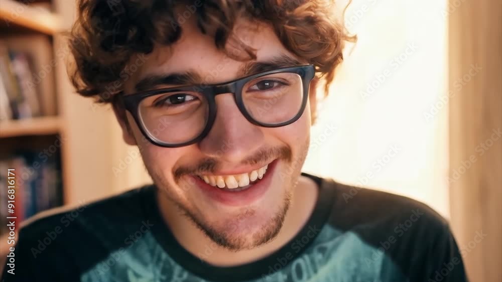 Portrait clever young guy in glasses. Smart man college university ...