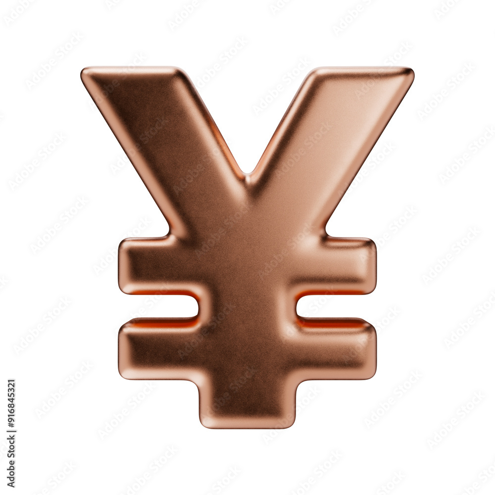 JPY. Japanese yen sign in copper isolated on a transparent background ...
