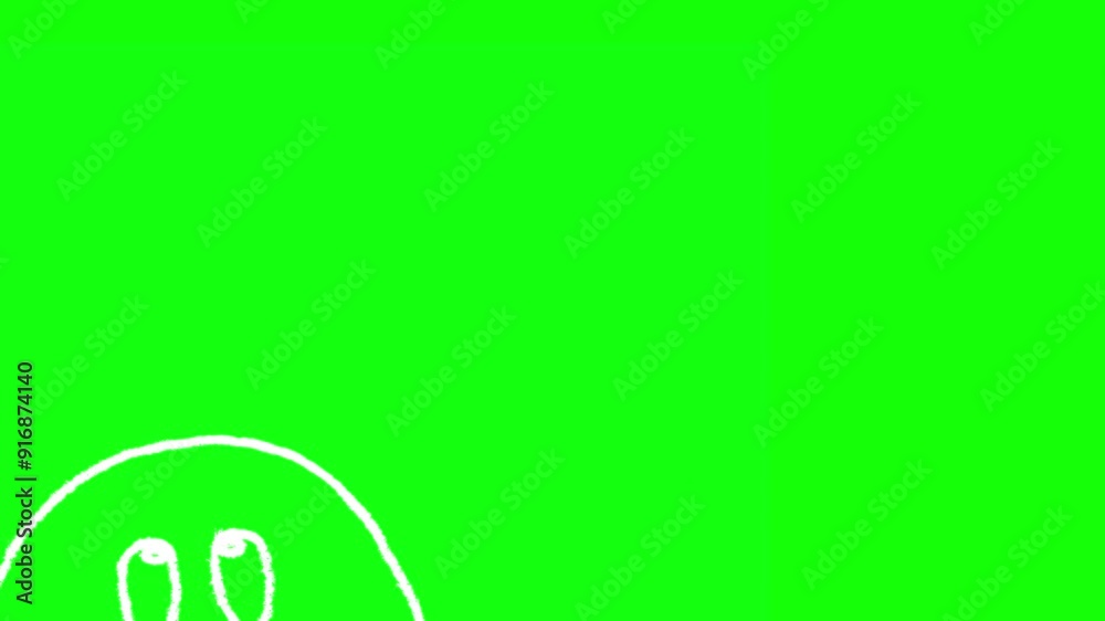 green screen shocked emoticon with white lines 4k for video editing ...