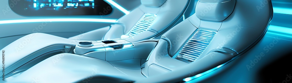 Futuristic car seats with sleek design in a modern interior showcase ...