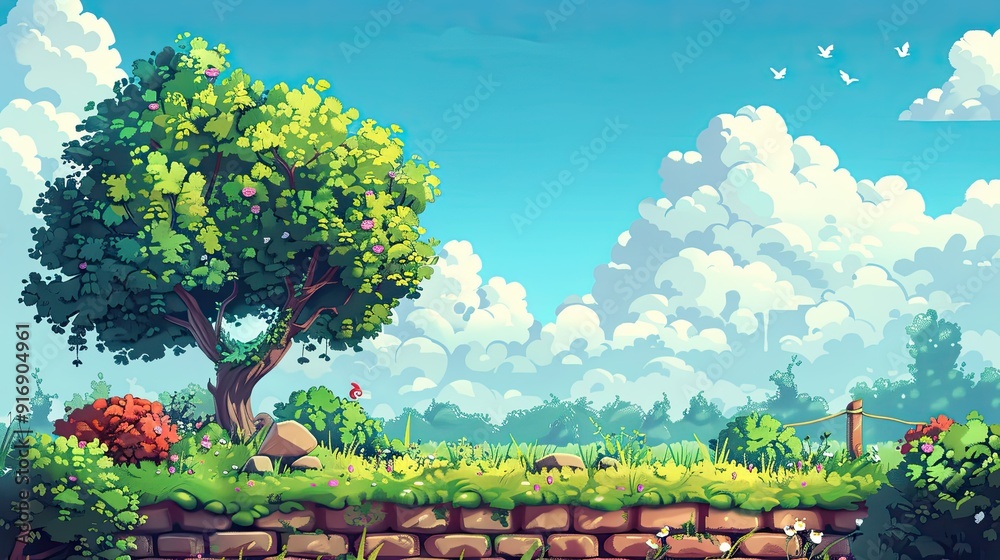 style game background image, style of flappy bird, game design, side ...