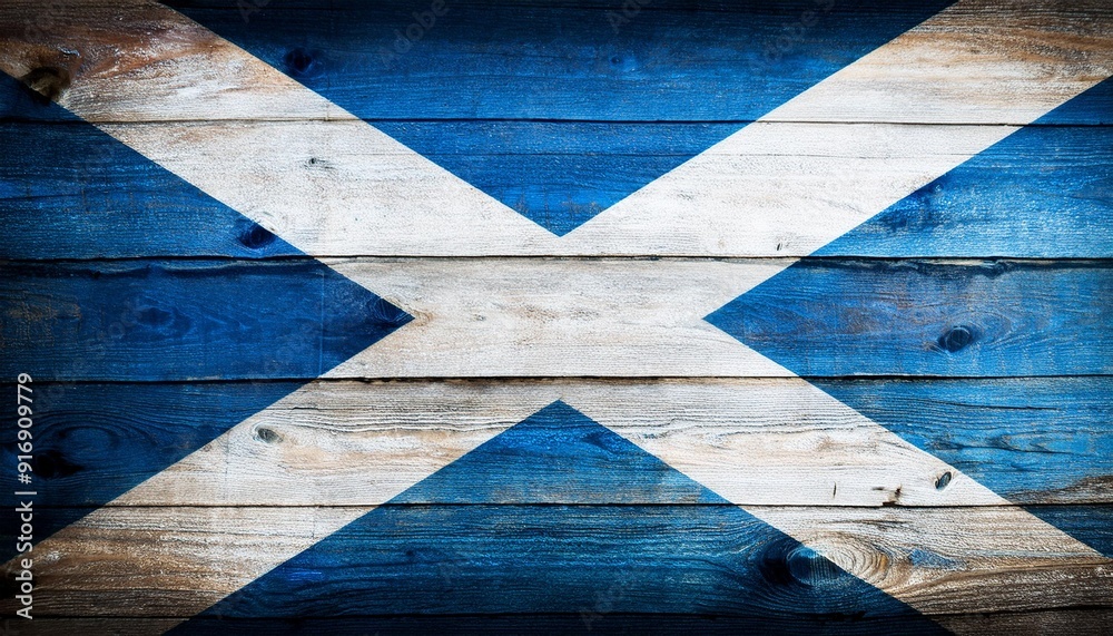 flag of scotland on a dry wooden surface vertical vintage backdrop ...