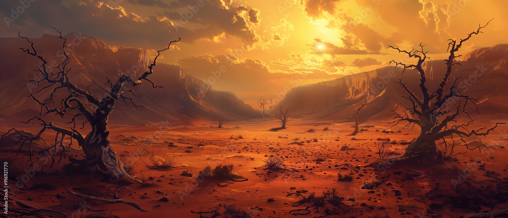 The picture of drought disaster, desertification of the land and ...