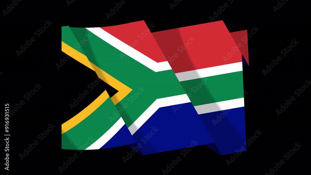 Looping animation of the South Africa flag with alpha channel, waving ...