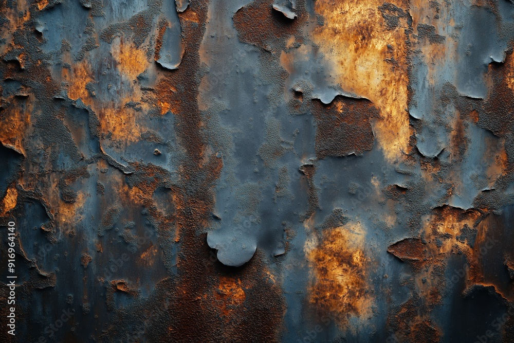 The image is of a rusted metal surface with a lot of damage and ...