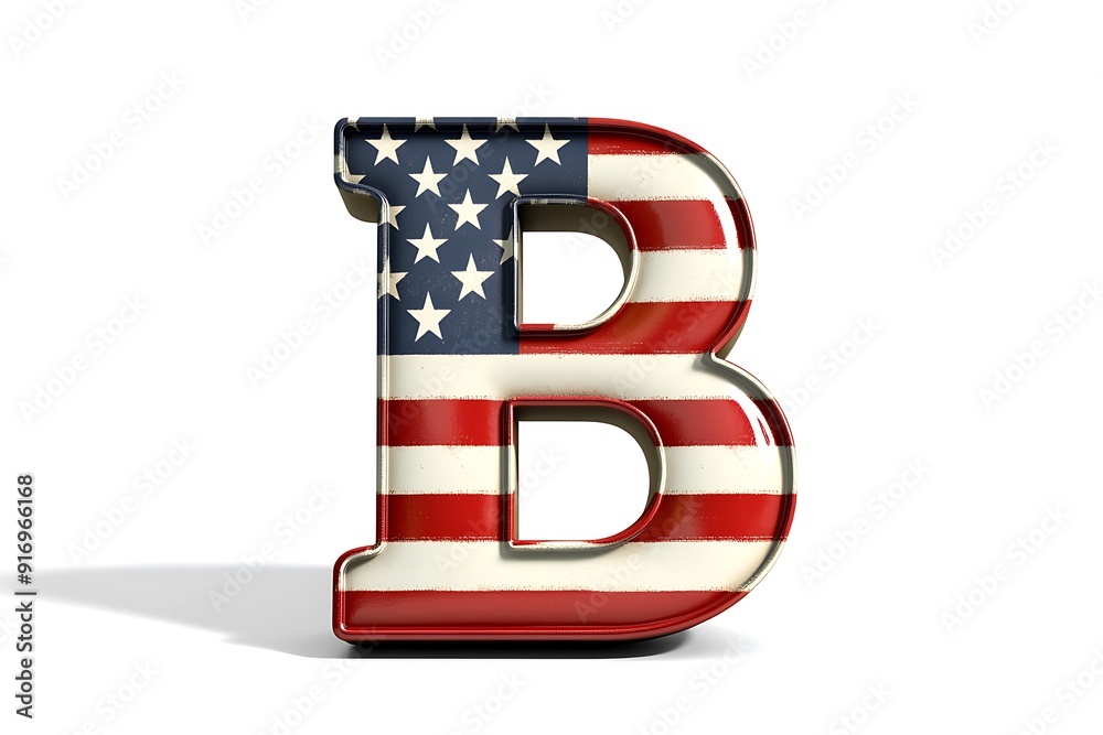 Letter B with stars and stripes. American flag lettering font. Vector ...