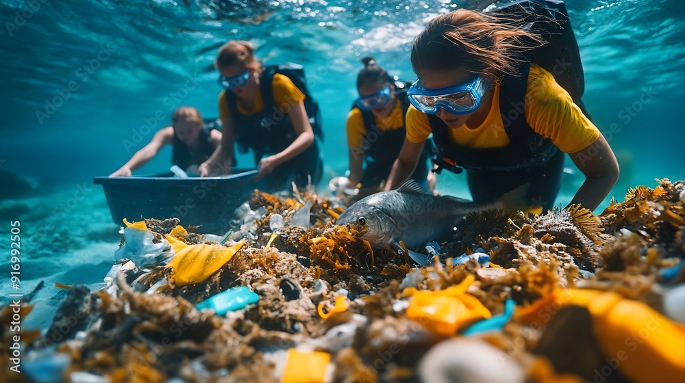 team of volunteers research fish by pulling trash out of its mouth ...