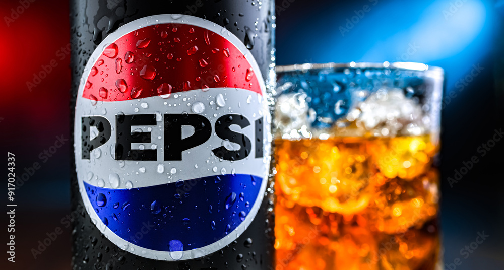 Can of Pepsi, soft drink produced and manufactured by PepsiCo Stock ...