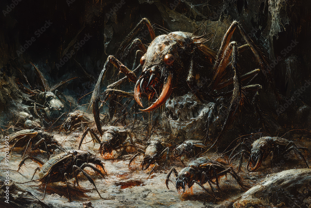 Terrifying Insect Swarm: Giant Monstrous Bugs Emerge from Dark Caverns ...