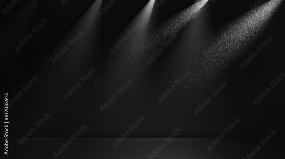 spot light from the top on a minimal black background with embade ...
