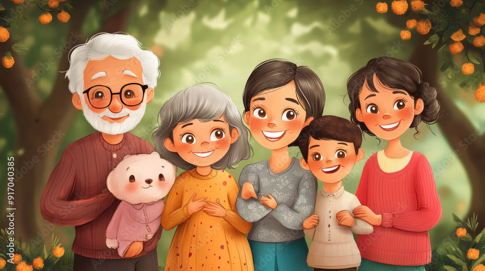 Show interactions between different generations, such as children ...