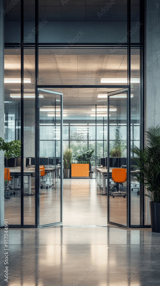 Modern office builidng. Contemporary corporate architecture. Front of ...