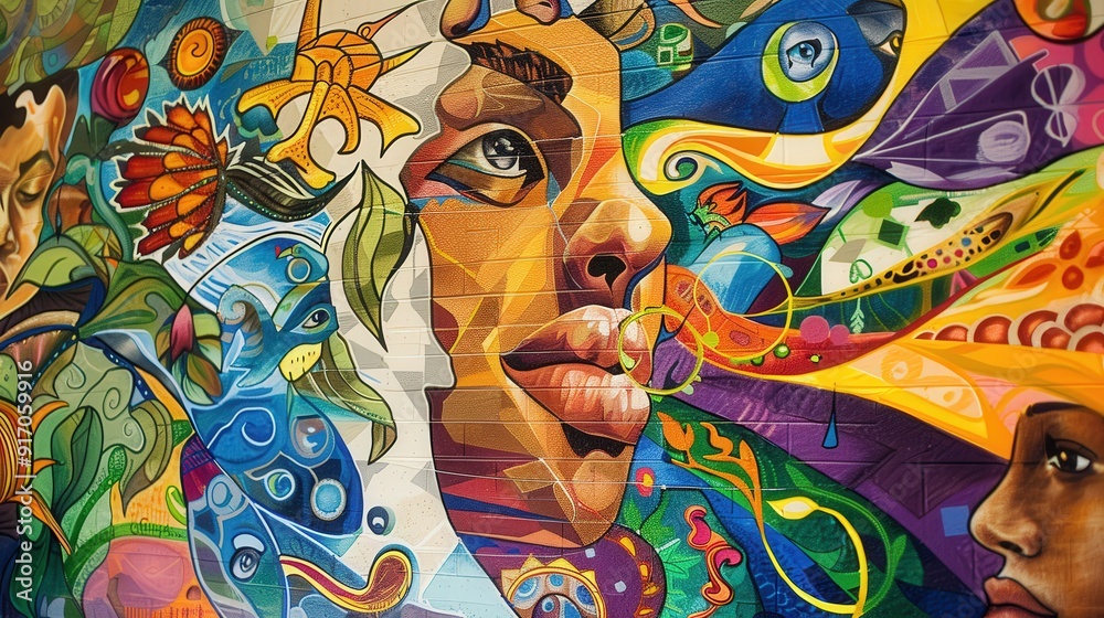 Describe a collaborative art project where a community comes together ...