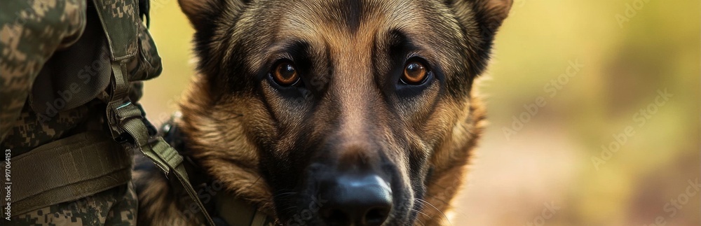 Noble Duty: A Majestic German Shepherd in Military Attire Ready for ...