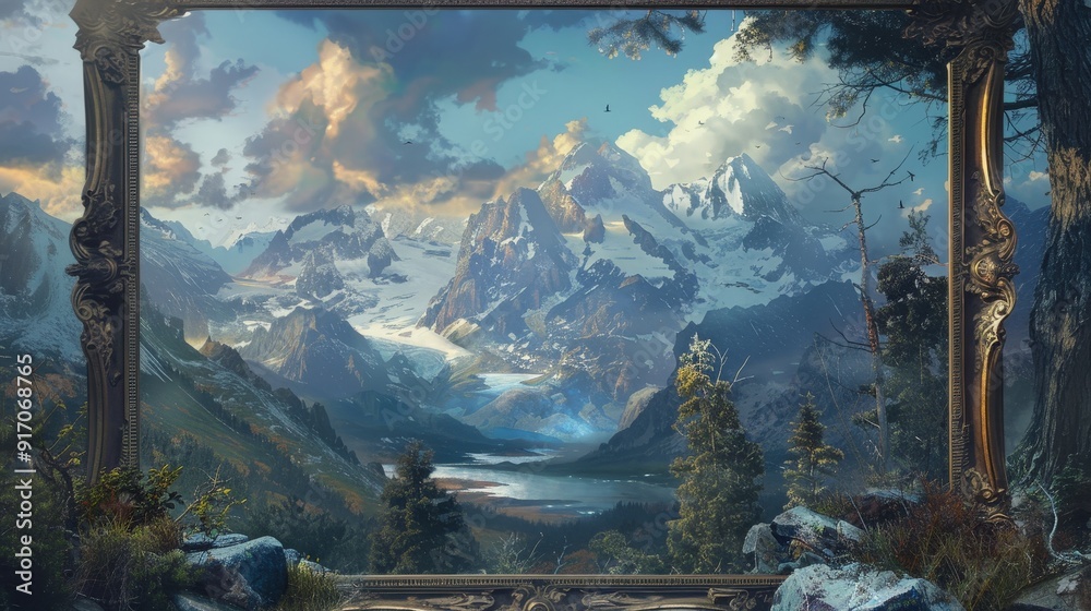 Design a frame for a landscape painting. What elements help to draw the ...