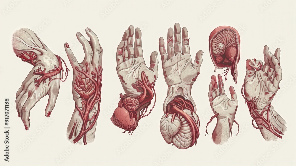 Design a series of educational illustrations depicting the stages of ...