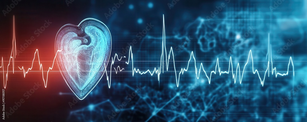 Digital representation of an EKG monitor showing irregular heartbeats ...