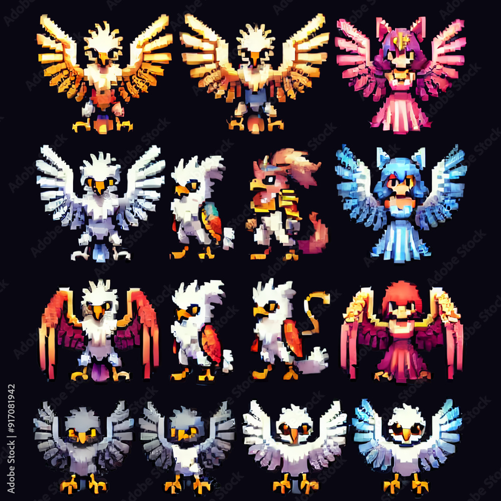 Harpy-themed Pixel Art RPG Sprite Sheet Stock Illustration | Adobe Stock
