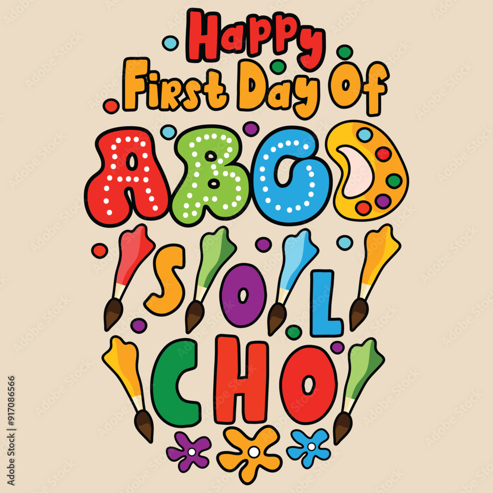 ABCD First Day Of School Design Typography Design. Hello School Shirt ...